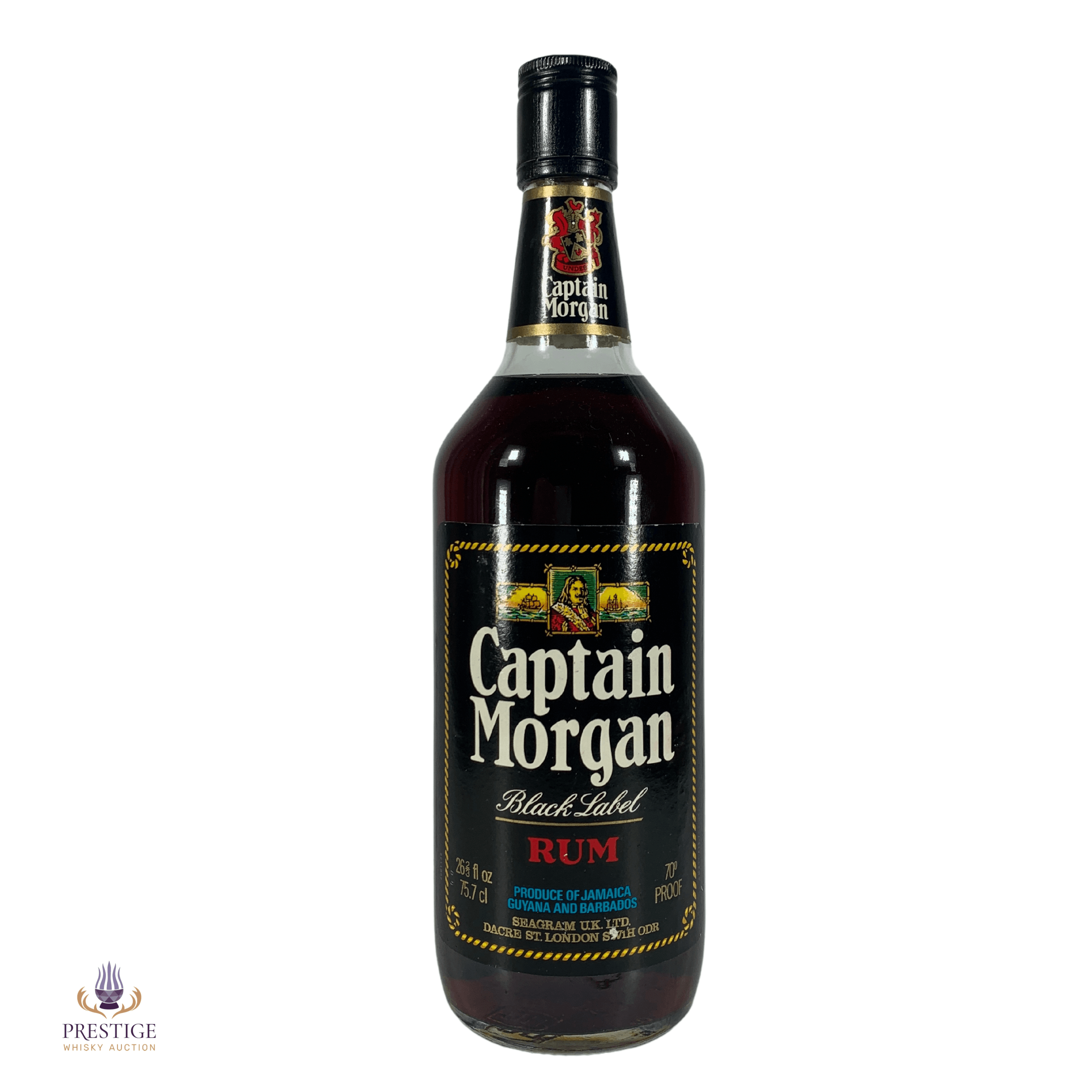 Bid on Captain Morgan Black Label Rum 1970s - 70° Proof at Auction ...